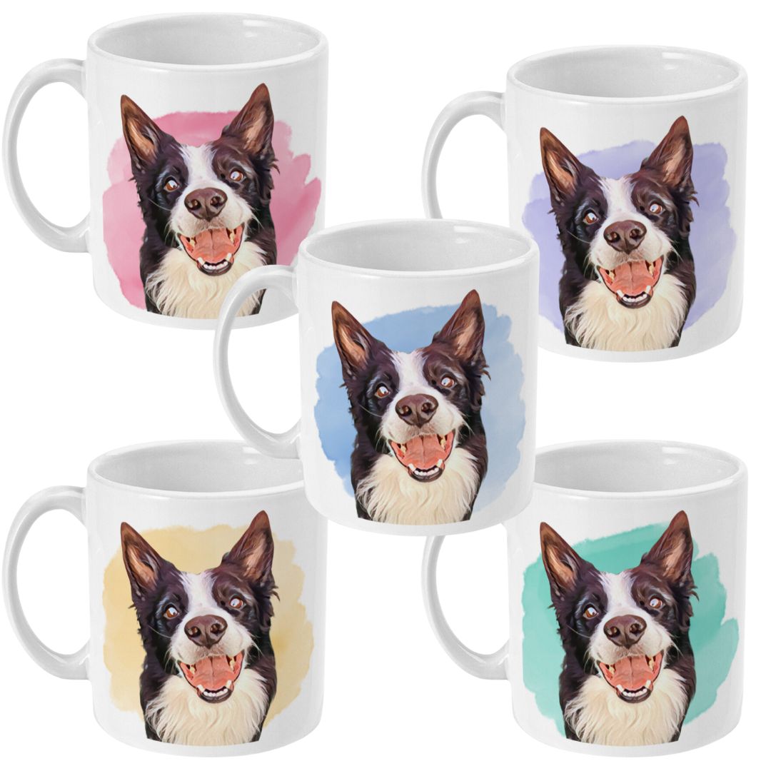 Honden mok met afbeelding van je hond als tekening (pastel)